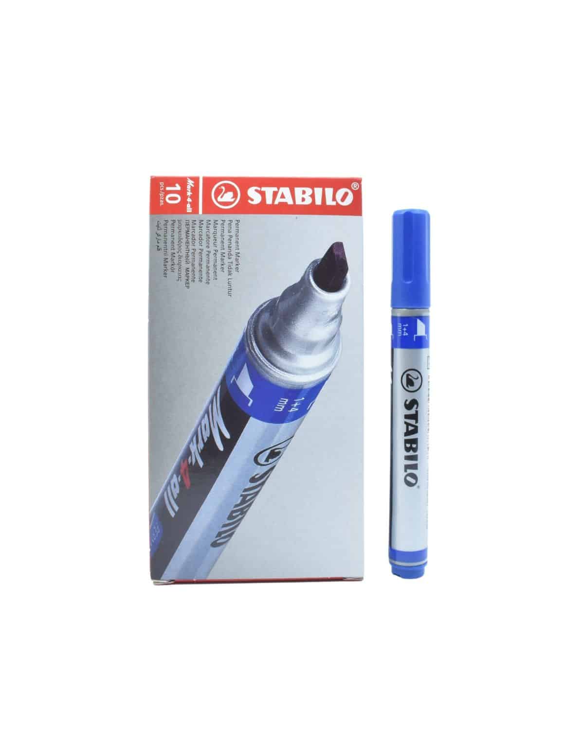 Marcador - Permanente - Stabilo - Azul - Punta Biselada - Caja de 10 ...