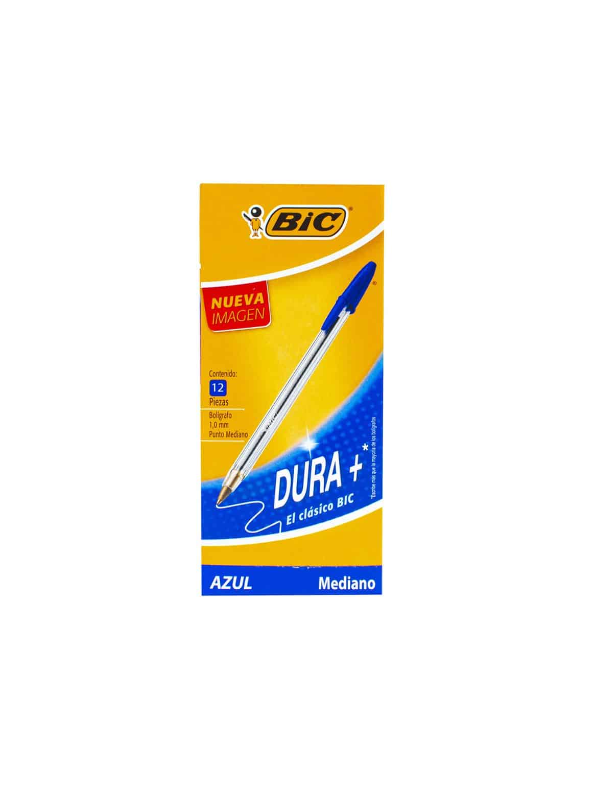 Lapicero - Bic - Azul - Punta Mediana - Dura+ - Caja de 12 Unidades ...